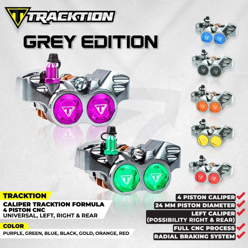 Jual Caliper kaliper Tracktion New formula 6981 full cnc 4 piston grey ...