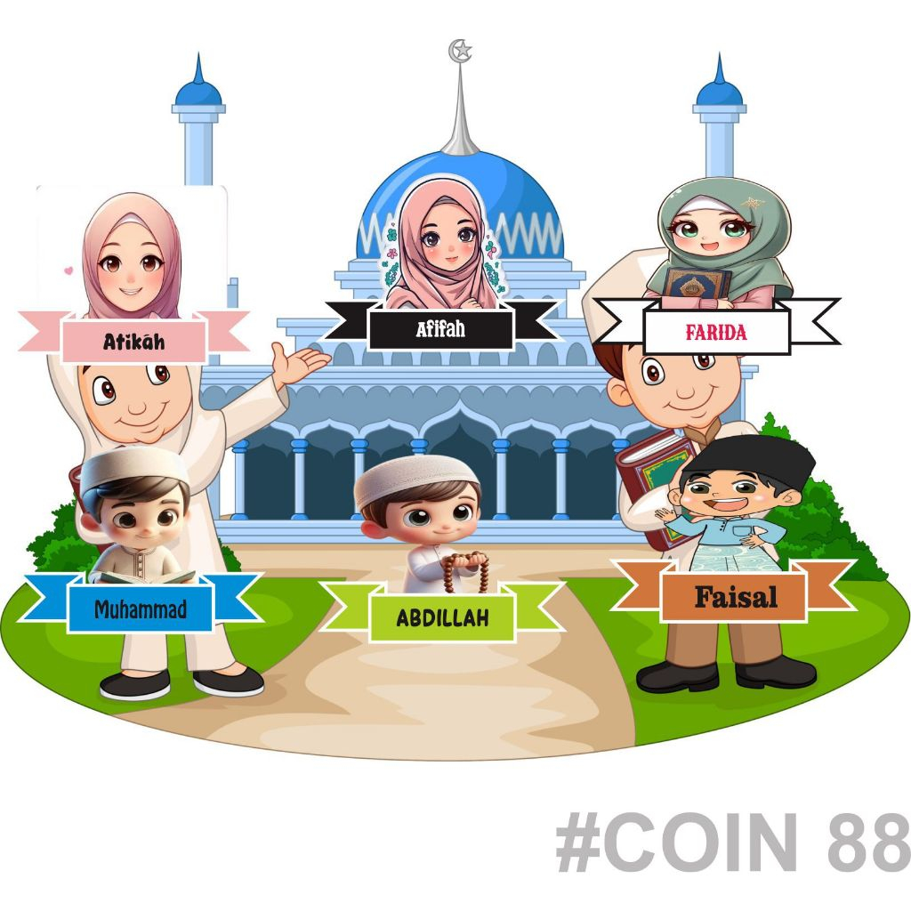 Jual COD STIKER SETRIKA/LABEL NAMA SABLON KARAKTER MUSLIM BAHAN DTF ISI ...