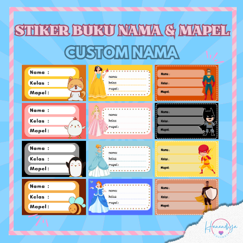 Jual Stiker Label Buku Pelajaran Custom Nama Sekolah Buku Alat Tulis TK ...