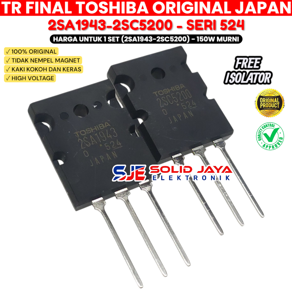 Jual TR TOSHIBA 2SA1943 2SC5200 SERI LOT 524 JAPAN JEPANG TRANSISTOR FINAL TOSHIBA ASLI 2 SA ...