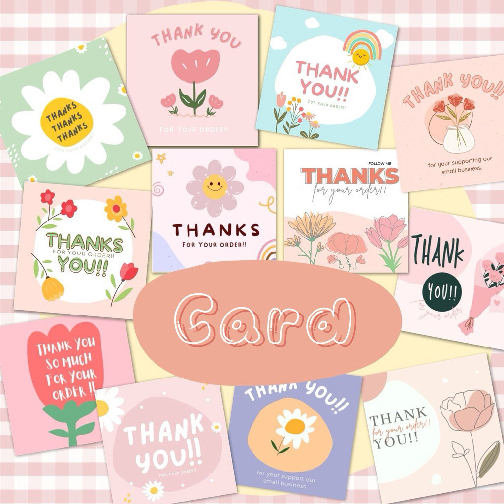 Jual Kartu Ucapan Greeting Card Thank You Lucu Imut Pink Bunga Flower ...