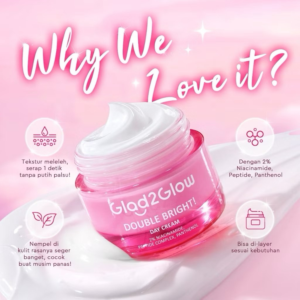Jual Glad2glow Double Bright Day cream 2% Niacinamide 30gr | Shopee Indonesia