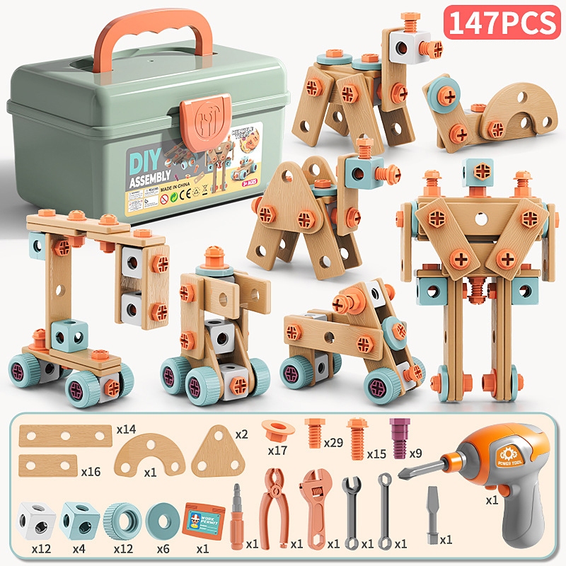 Jual DIY Tool Box 147 PCS Mainan Anak Cowok Bor Elektrik Kado Hadiah ...
