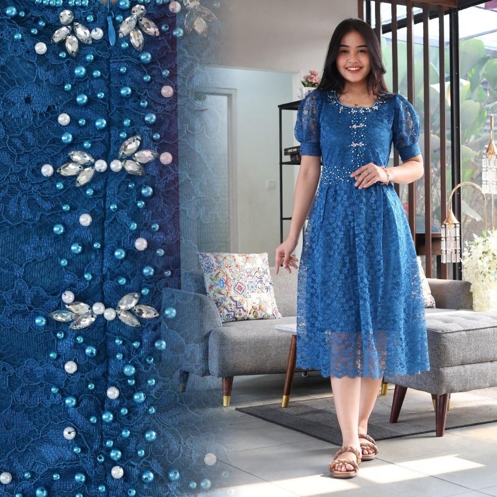Jual Dress Pesta Dan Tahun Baru Gaun Brokat Mewah Mix Payet Kekinian ...