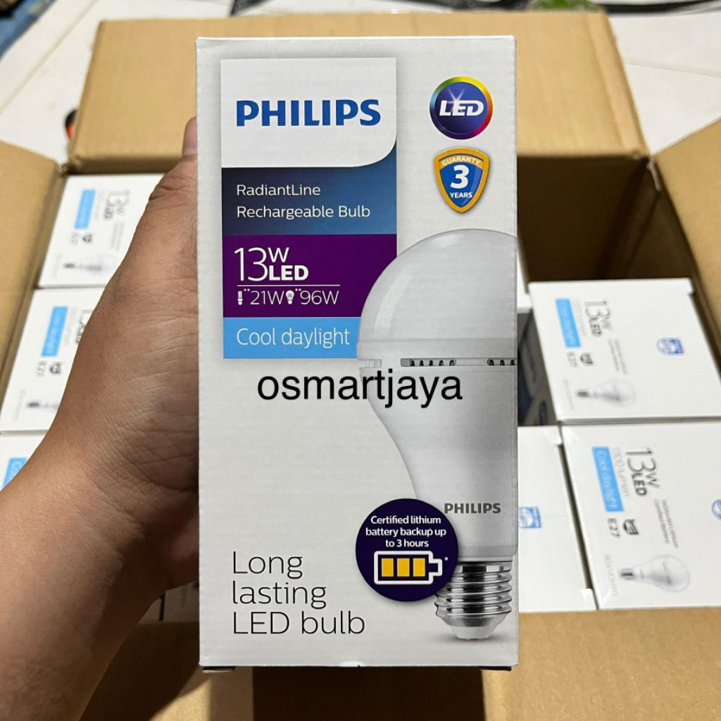 Jual Philips Lampu Emergency LED Bulb 7.5W /8W / 9W/ 11W / 13W 6500K E27 - Rechargeable Battery ...