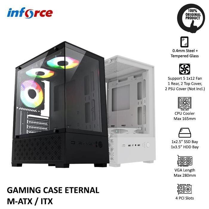 Jual INFORCE PC GAMING CASE ETERNAL TEMPERED GLASS BLACK / WHITE - YIN ...
