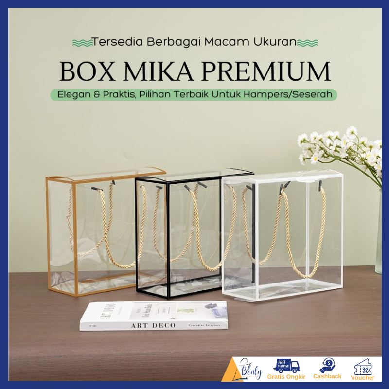 Jual Box Mika Handle Tali Hampers/ Premium Box Mika Kotak Transparan ...