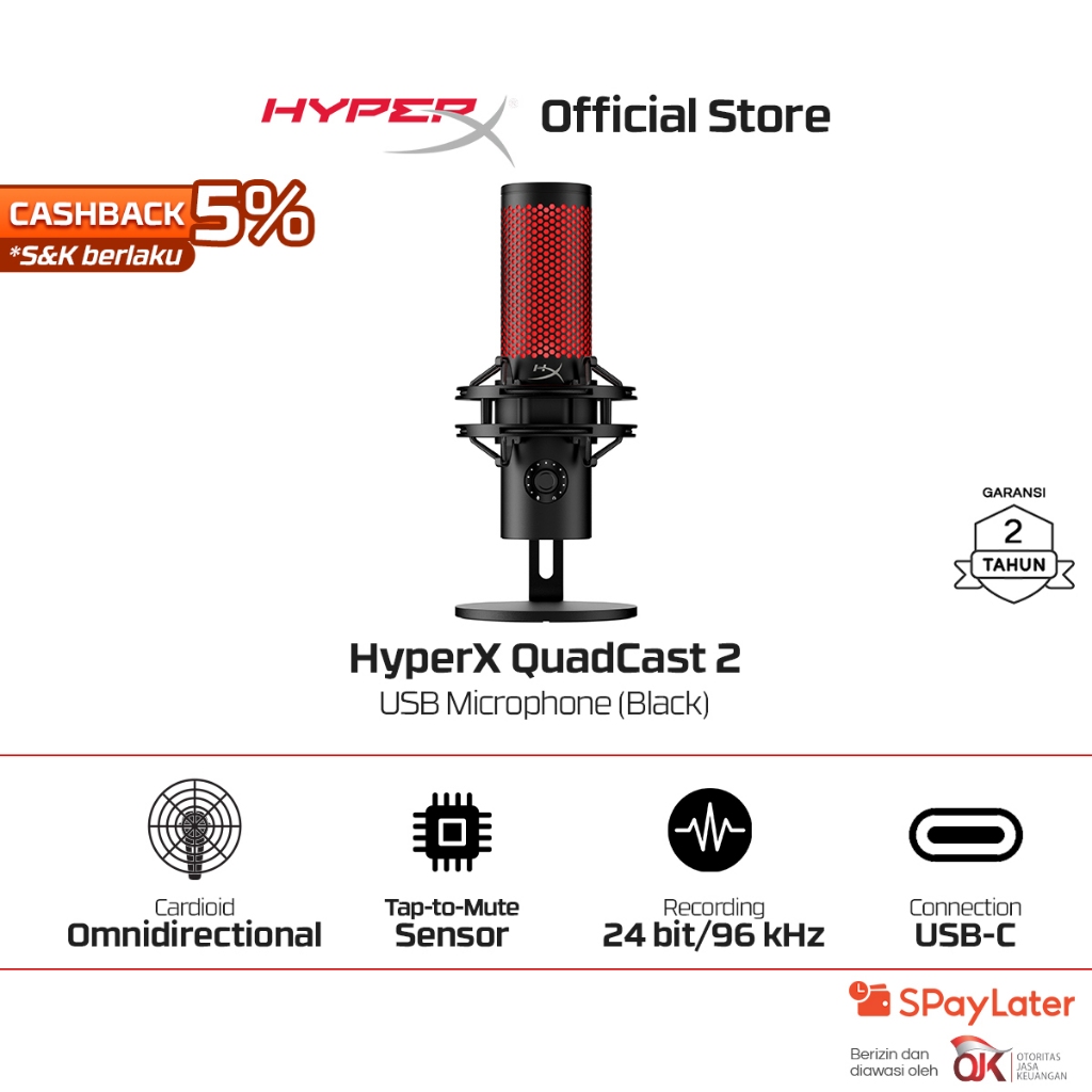 Jual HyperX Microphone Gaming QuadCast 2 USB C - Black / White Podcast ...