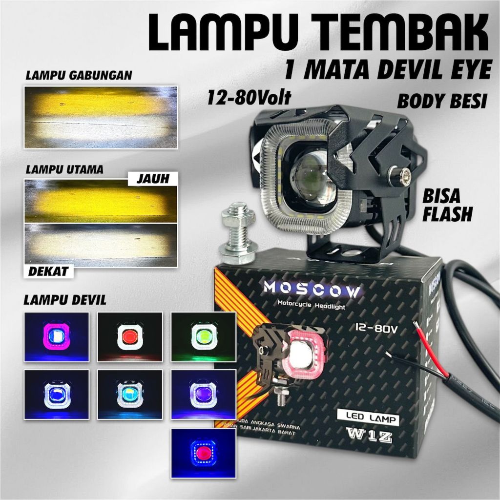 Jual Lampu Sorot SQL Foglamp 30Watt 1 Mata Devil Eye Projie Shroud mini ...