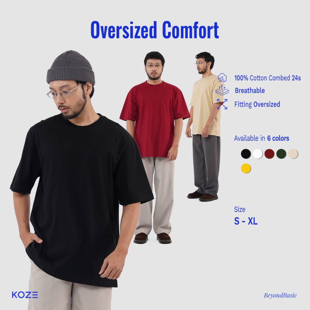 Jual KOZE - Oversized Comfort Premium Combed 24S LARGE SIZE T-shirt ...
