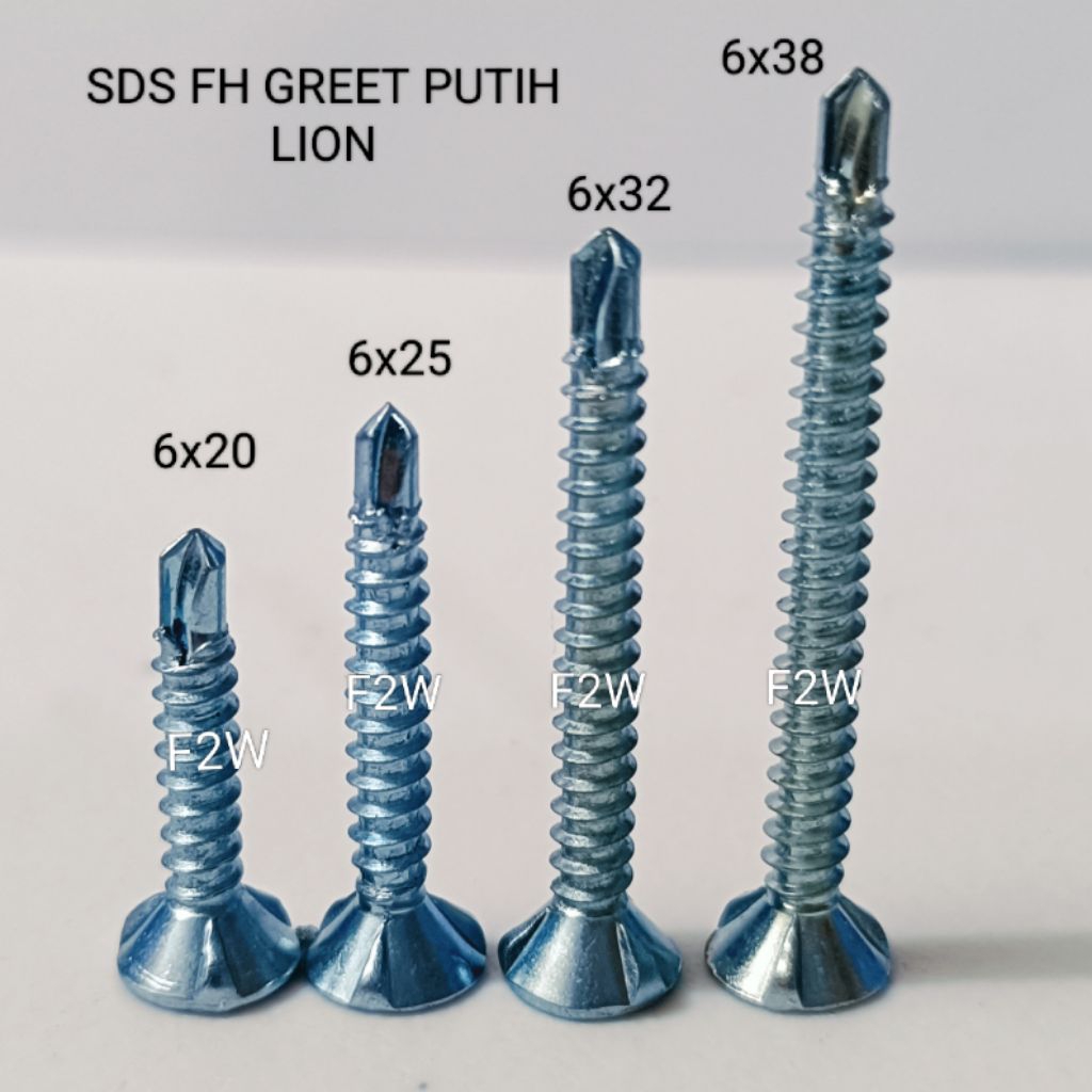 Jual 100PCS SDS FH (+) GREET PUTIH SEKRUP SDS FH (+) GRC #6 LION KALSI ...