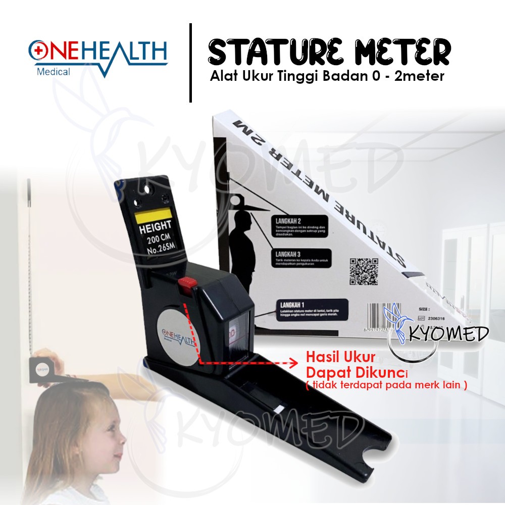 Jual ONEHEALTH Meteran pengukur tinggi badan 2meter / Stature Meter 200cm / Microtoise [ Kyomed ...