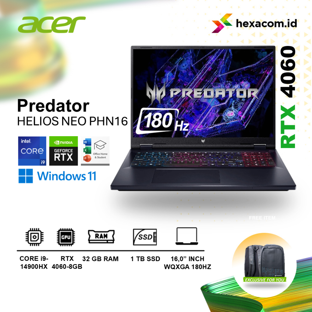 Jual Acer Predator Helios Neo 16 i9 14900HX RTX 4060 RAM 32GB 1TB SSD ...
