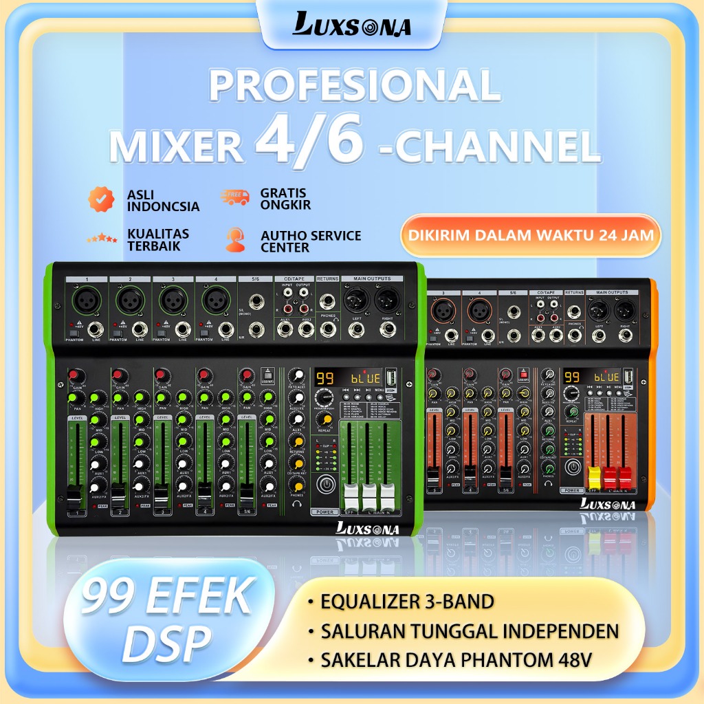 Jual 4/6 Channel Mixer audio/audio mixer profesional/mendukung PC/USB ...