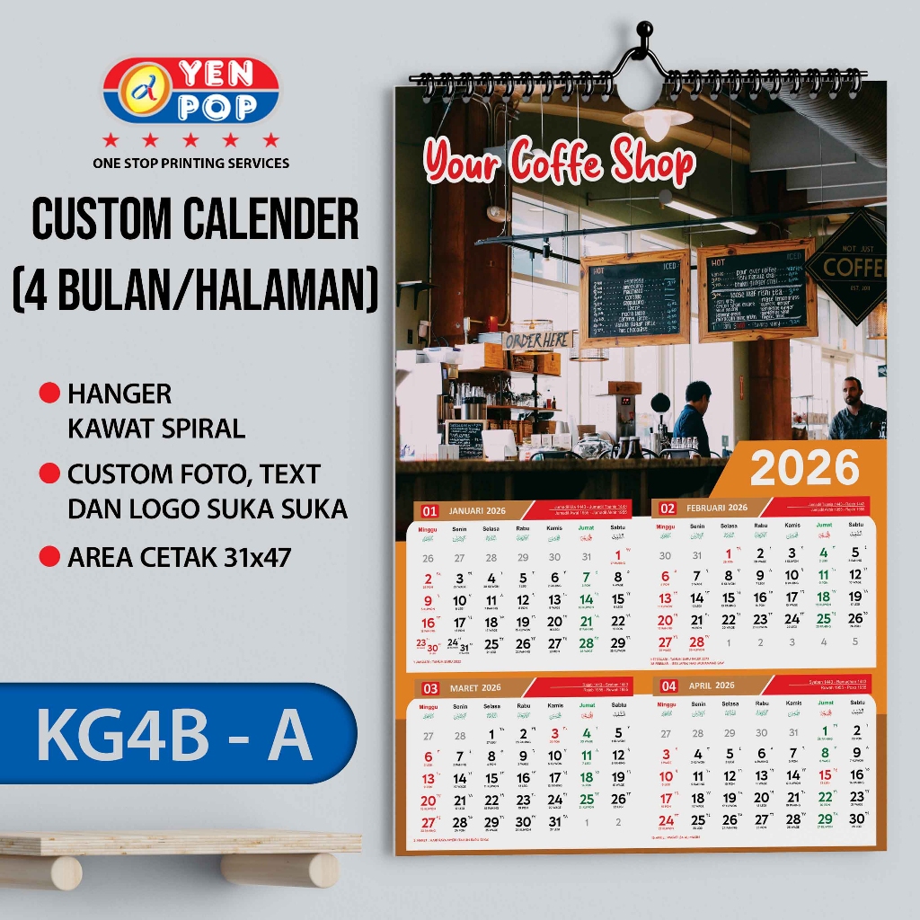 Jual Kalender Custom 2026 Kekinian 4 Bulanan Full Color Cover / Tanpa ...