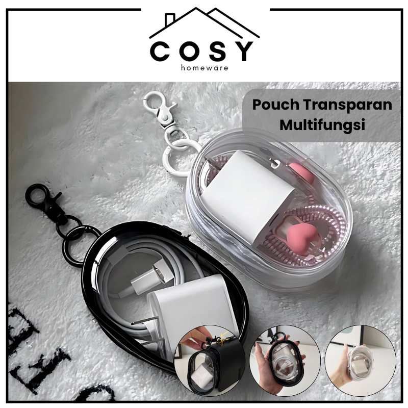 Jual COSY Pouch Transparan Keychain Charger Headset Kabel Data Boneka ...
