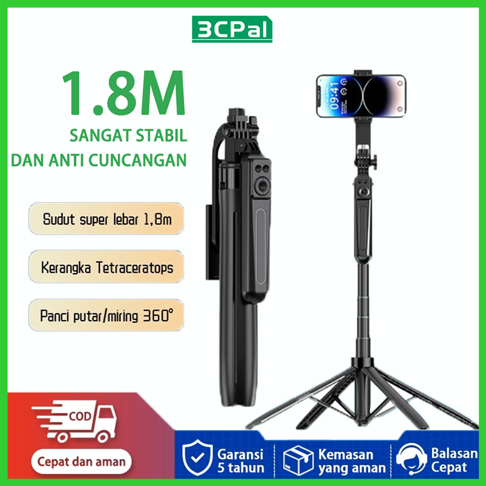 Jual 3CPal 4in1 Tongsis Tripod Bluetooth 1.8m 4 Kaki Stainless Steel ...