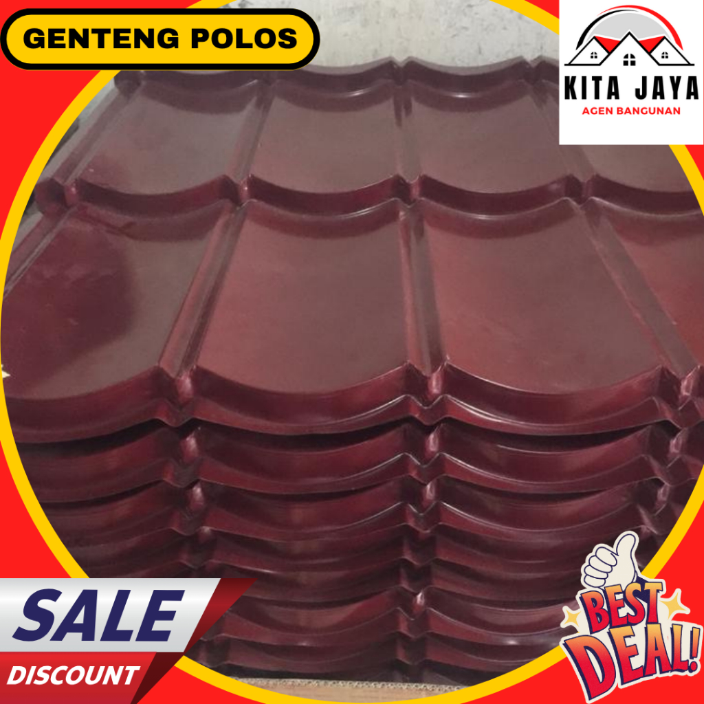 Jual Genteng Metal Polos Merah 2 x 4 Ukuran 77 cm x 80 cm | Shopee ...