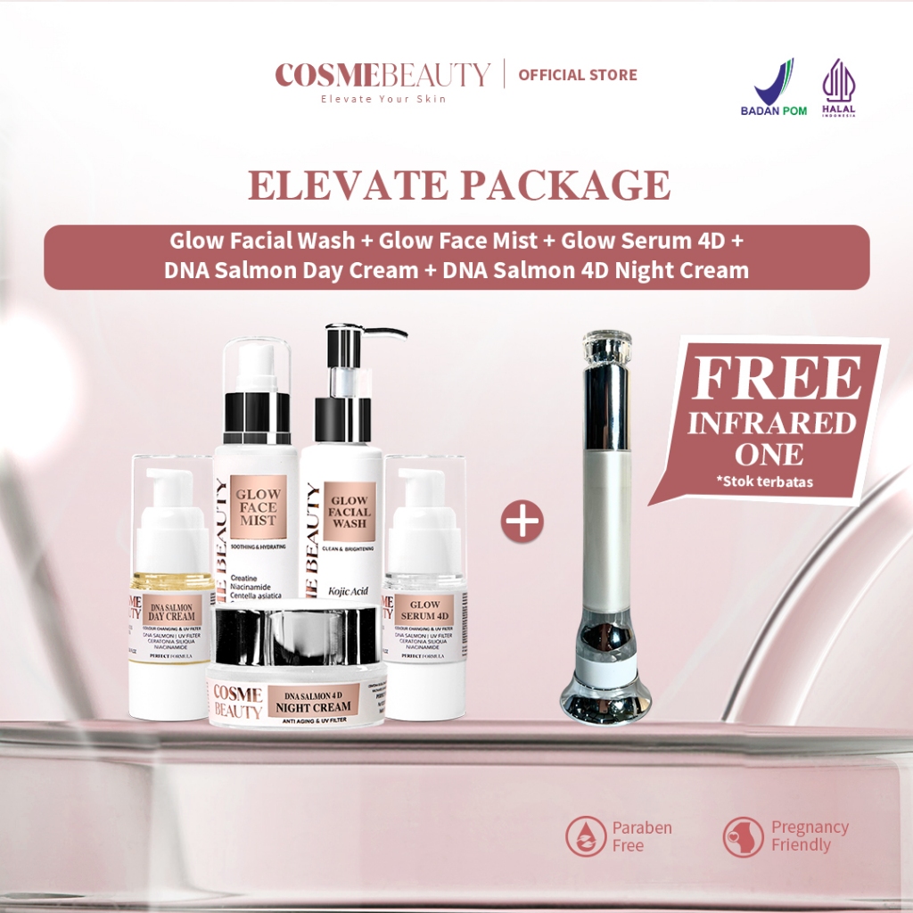 Jual COSMEBEAUTY Paket Elevate Facial Wash + Face Mist + Glow Serum 4D ...