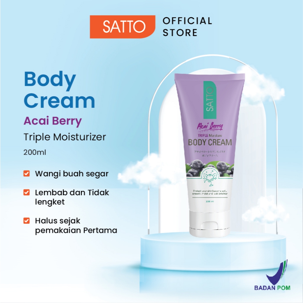 Jual Satto Body Cream Acai Berry Triple Moisture 200G – Wangi Buah ...