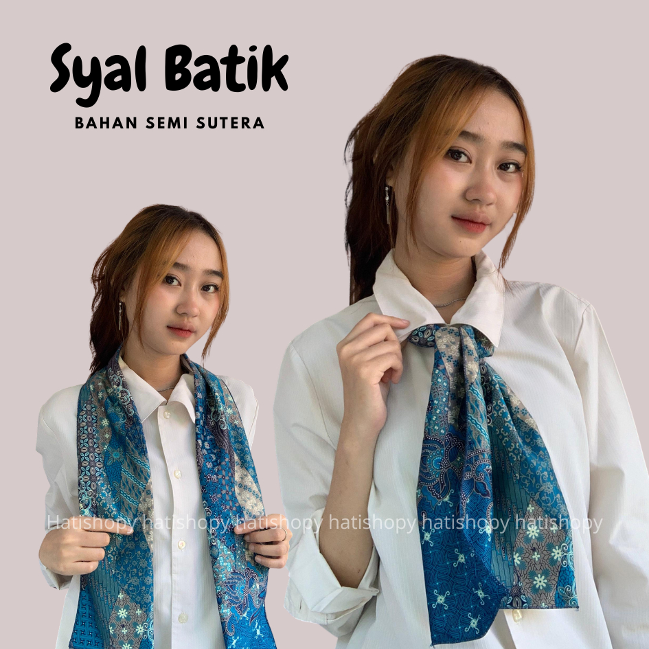 Jual GRIMBA - Syal Batik Leher Wanita Pria Scarf BIRU Dasi Oleh Oleh ...