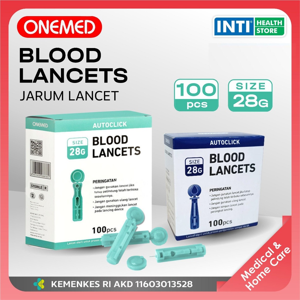 Jual ONEMED | Blood Lancets 28G / 26G | Autoclick Lancet 28G | Refill ...