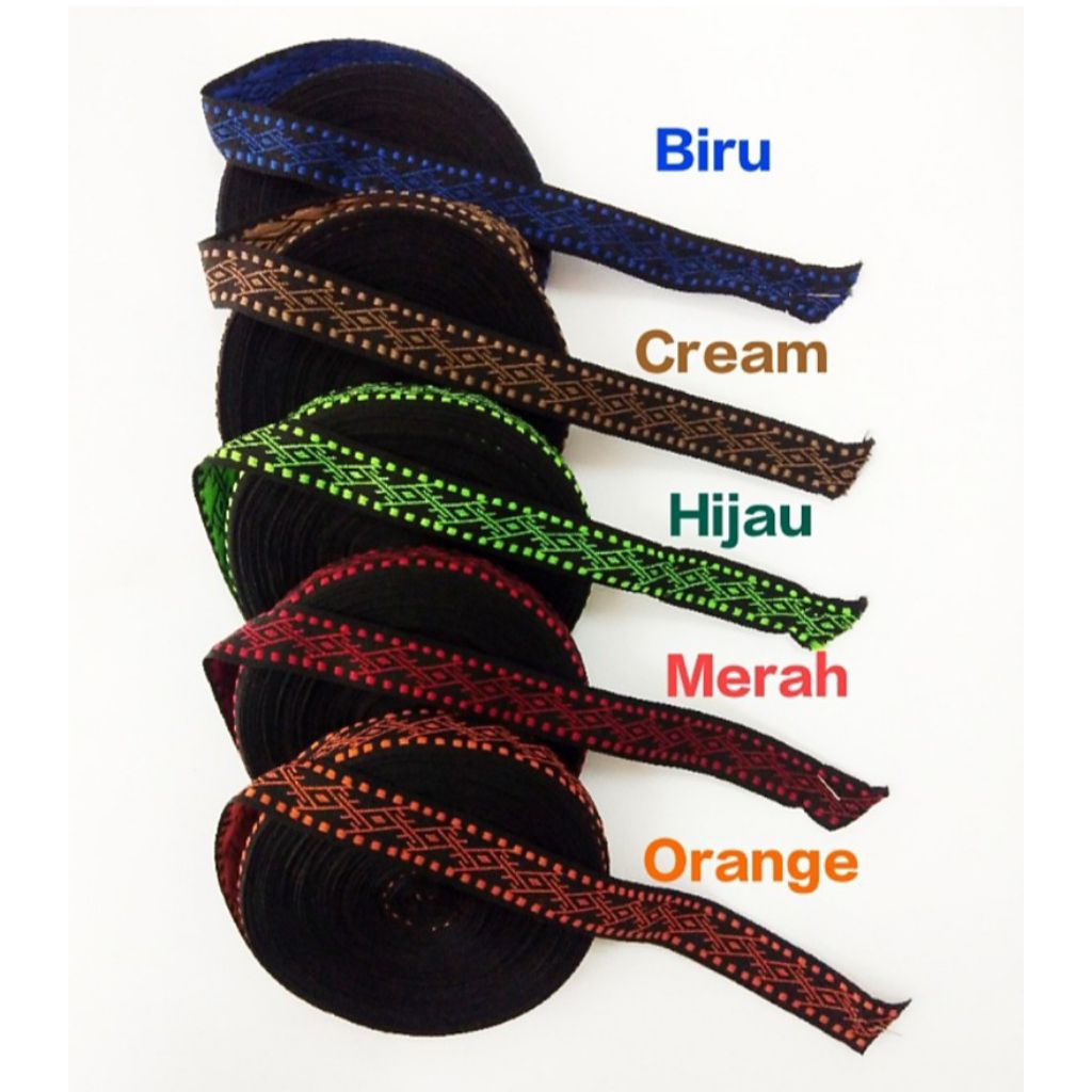 Jual tali bisban webbing motif batik terbaru ukuran 2,5 cm 1 roll (20 ...