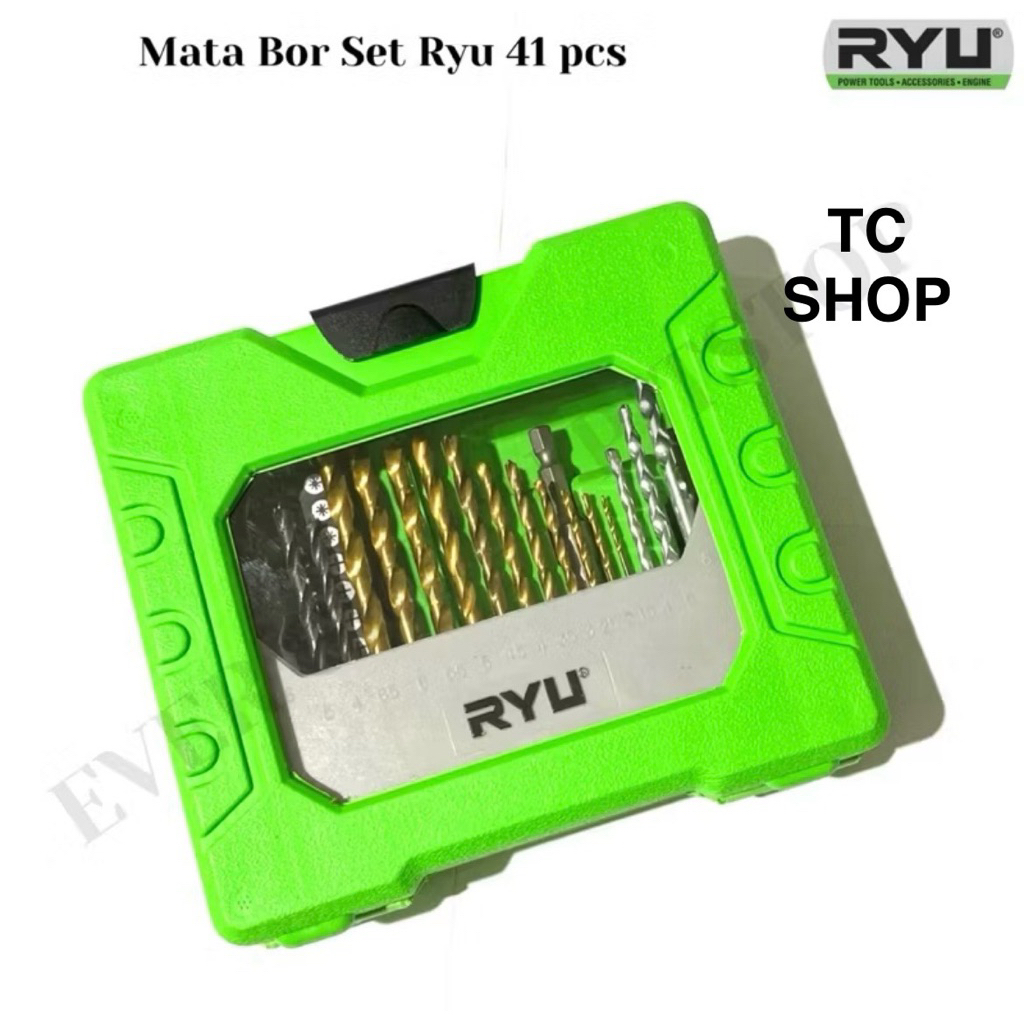 Jual RYU Mata Bor Set 41 pcs Drill Bit Set Mata Bor Besi Beton Kayu HSS ...