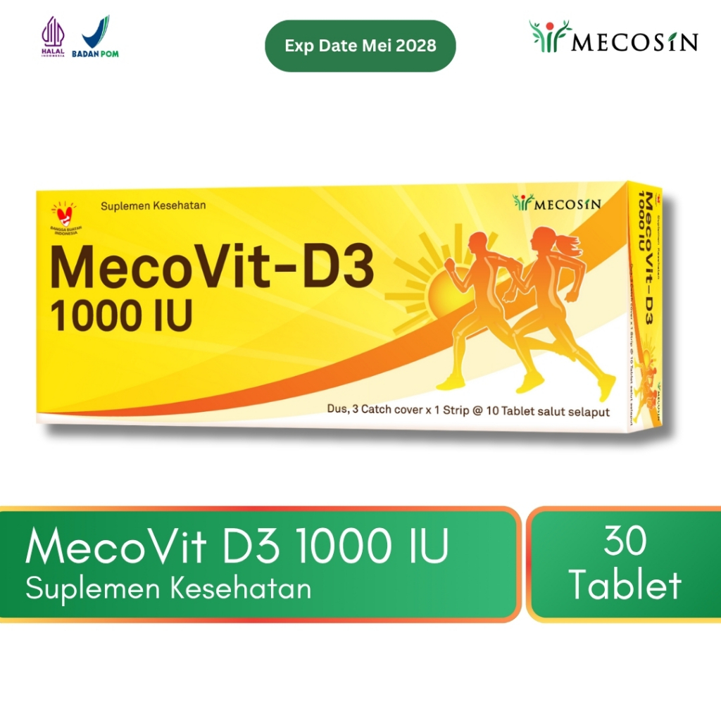 Jual MecoVit-D3 1000IU / Vitamin D3 1000 IU 1 Box 30 Kaplet ...