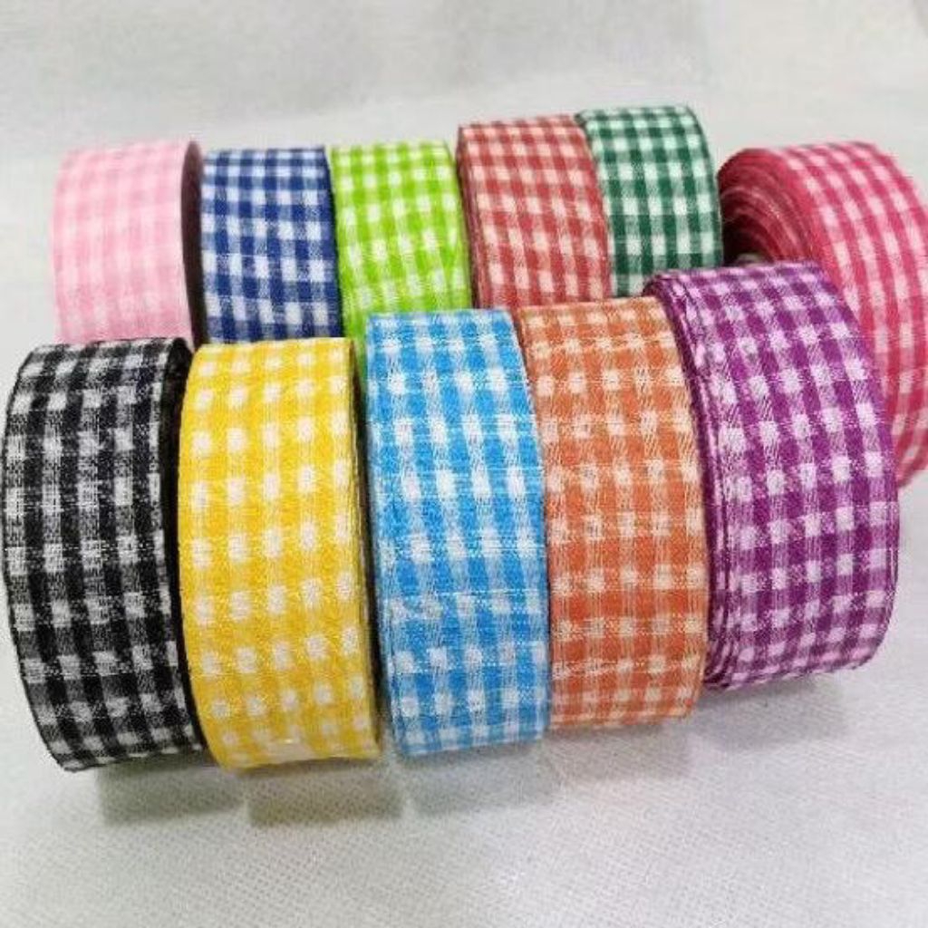 Jual pita motif kotak untuk hampers per meter | Shopee Indonesia