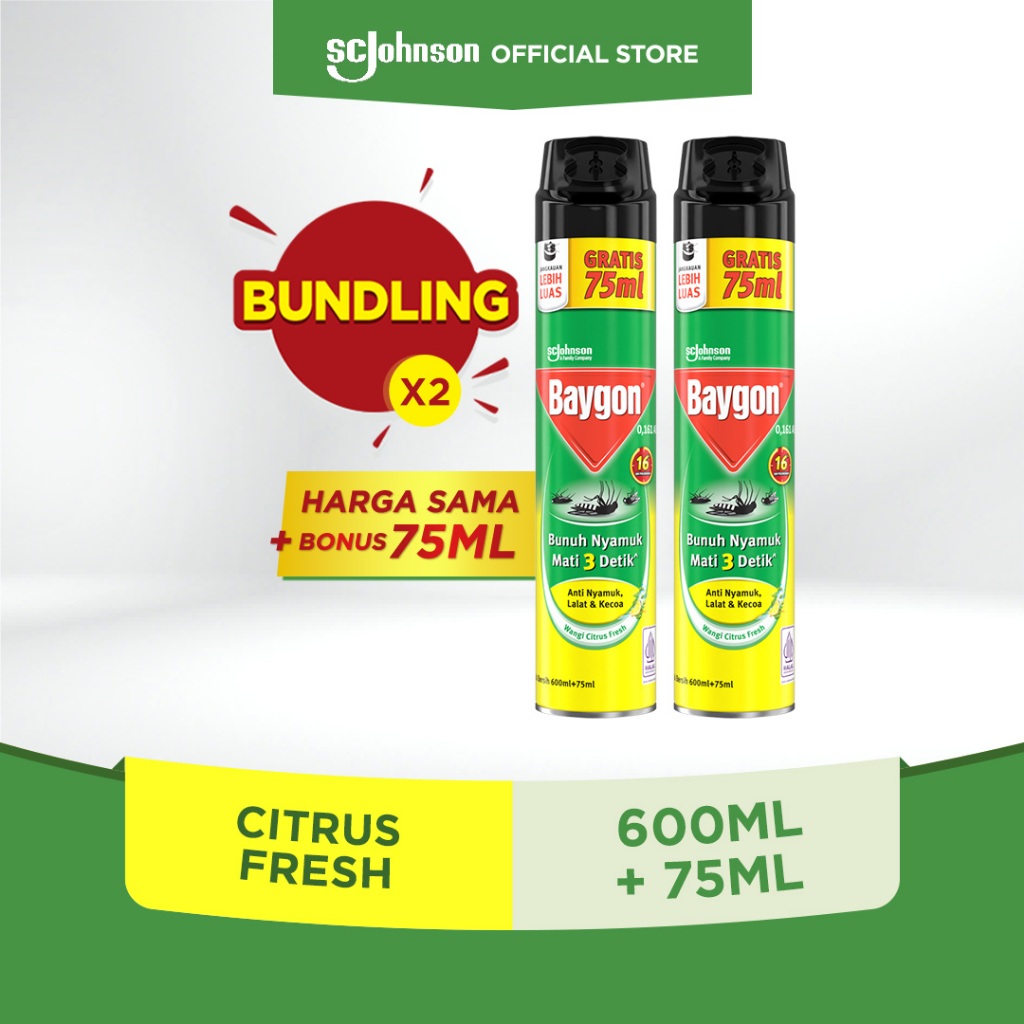 Jual Baygon Aerosol Citrus Fresh 600ml x2 | Shopee Indonesia