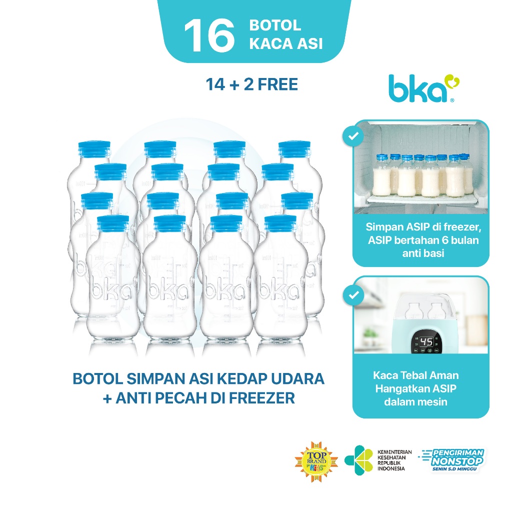 Jual Botol Kaca ASI BKA 100ml isi 16 Pcs –Tempat Simpan ASI Kaca Aman Foodgrade Tebal Premium ...
