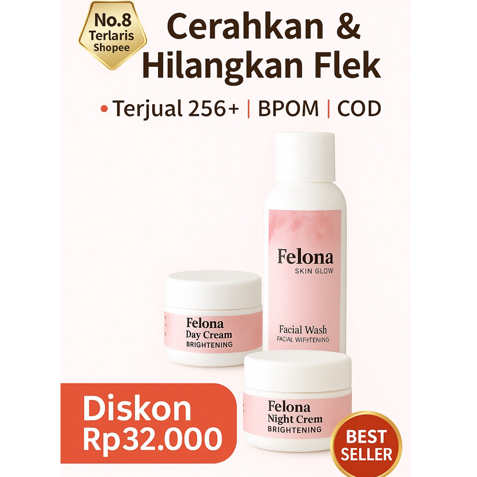 Jual FELONA KRIM SIANG MALAM GLOW PEMUTIH PENCERAH KUSAM PERBAIKI SKIN ...
