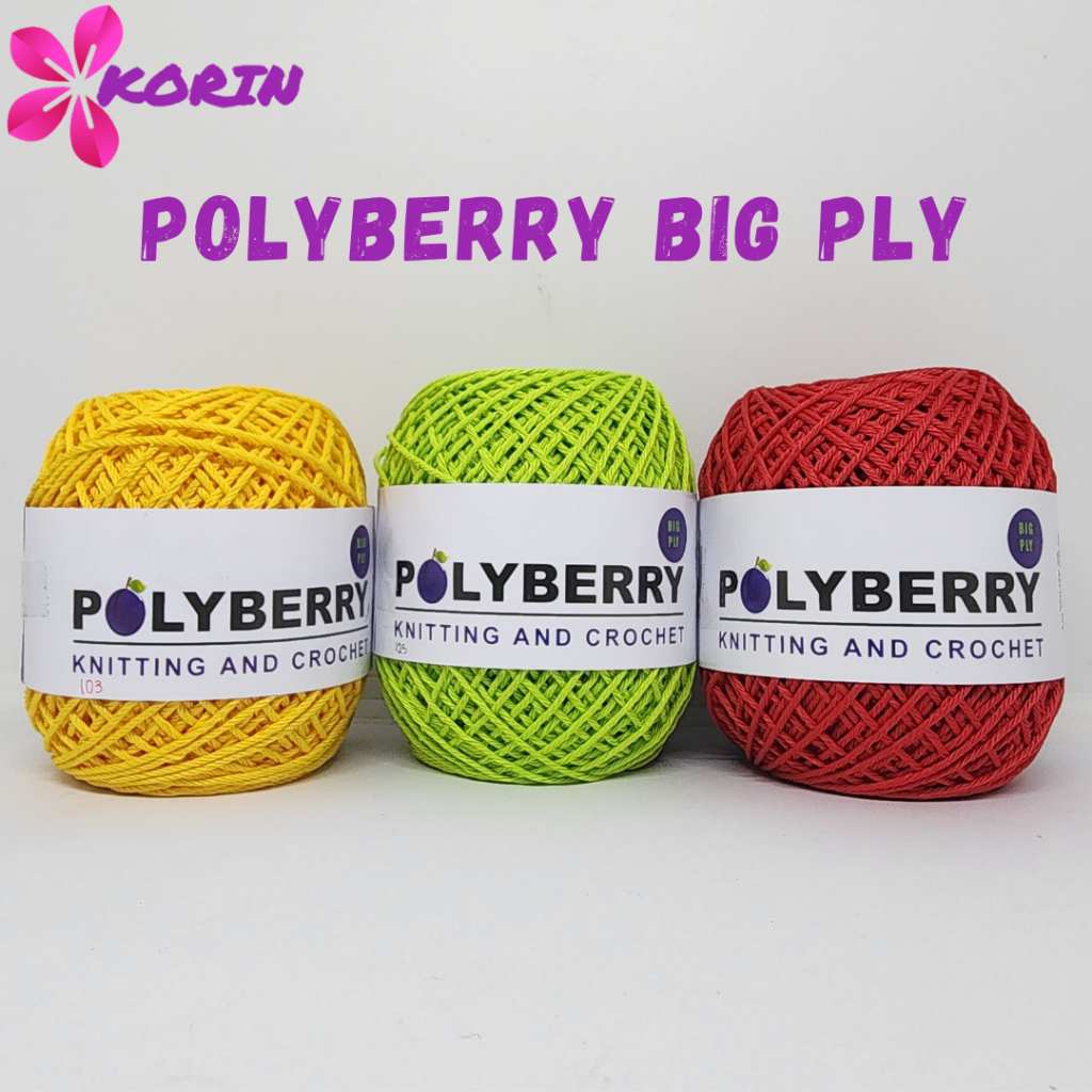 Jual BENANG RAJUT POLYBERRY BIG PLY 100GR KORIN / BENANG POLYESTER DOFF ...