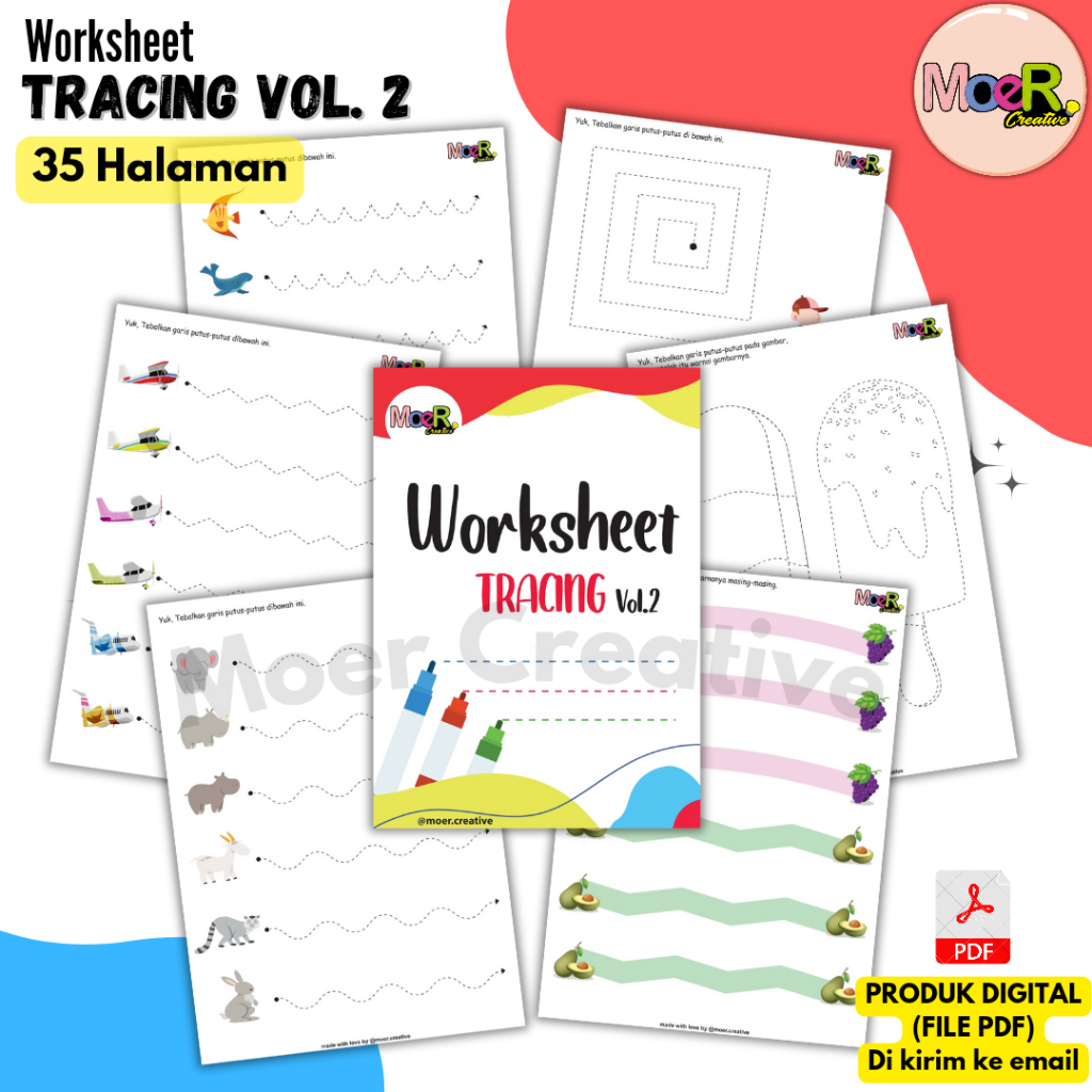Jual Worksheet Tracing Pra Menulis Vol.2 Untuk Anak Usia 2 3 4 Tahun ...