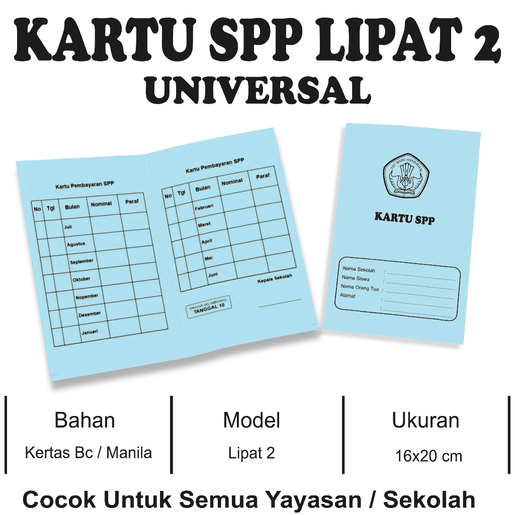 Jual KARTU SPP UNIVERSAL LIPAT 2, COCOK UNTUK SEMUA SEKOLAH / YAYASAN ...