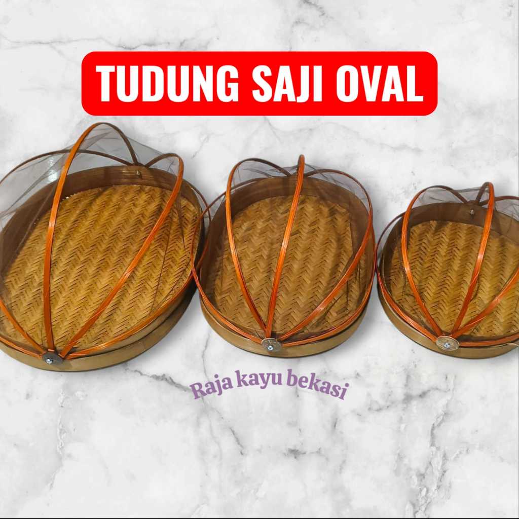 Jual Tudung Saji bahan Bambu Oval 1 Set Isi 3 | Tudung Saji Anyaman ...