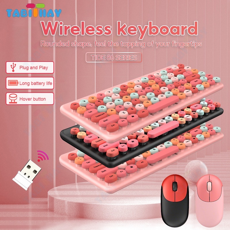 Jual Colorful Wireless Keyboard Mouse Set Wireless Bluetooth ...