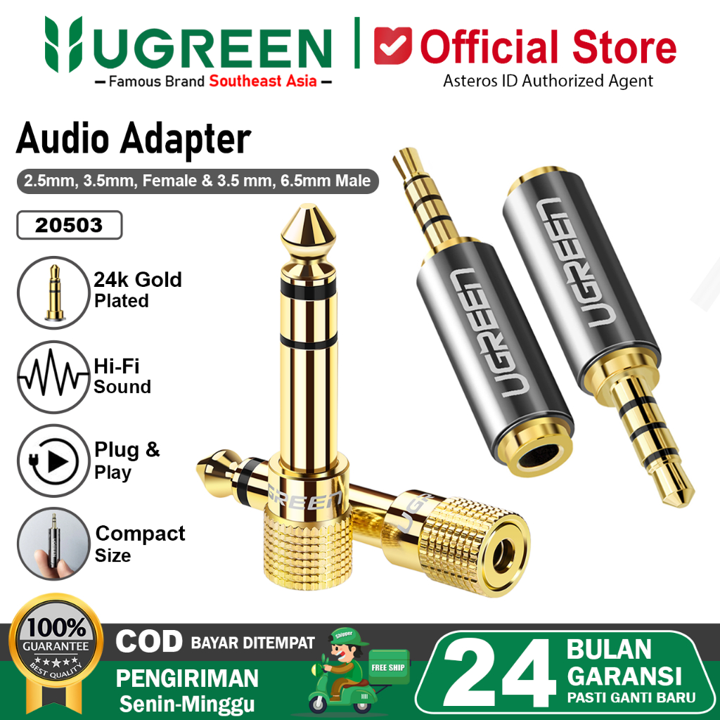 Jual UGREEN Kabel Audio Jack 3.5mm To 6.35mm/6.5mm & 2.5mm Male/Female Adapter Converter HiFi ...