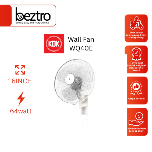 Jual KDK WQ40E WQ 40 E WQ40 Wall Fan 16 inch 3 Speed 2 Tali / Garansi ...