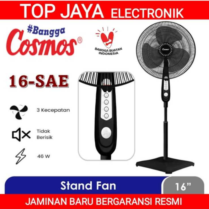 Jual COSMOS STAND FAN 16" ( BLACK ) 16 SAE / KIPAS ANGIN BERDIRI COSMOS ...