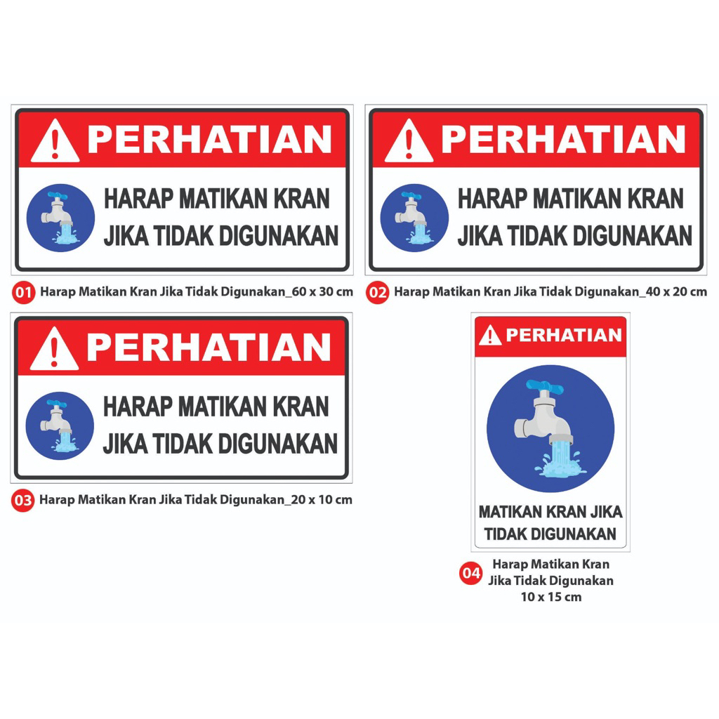 Jual Stiker sign matikan kran jika tidak digunakan / stiker pintu kaca ...