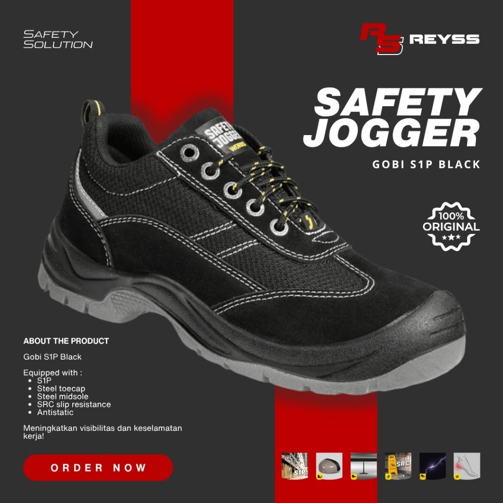 Jual Sepatu Safety Jogger Gobi S1P Hitam | Shopee Indonesia