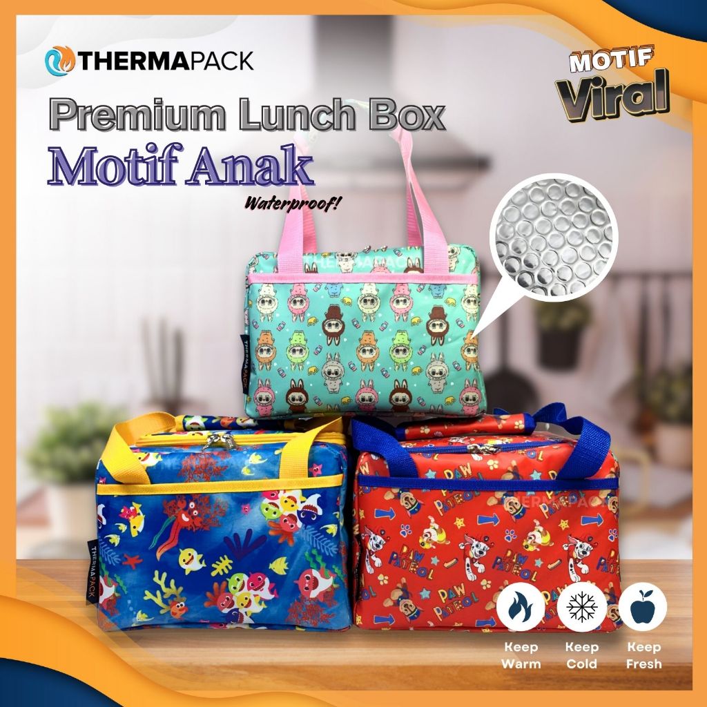 Jual ThermaPack Premium Motif Kids Lunch Box 002 | Lunch Bag Anak | Tas ...