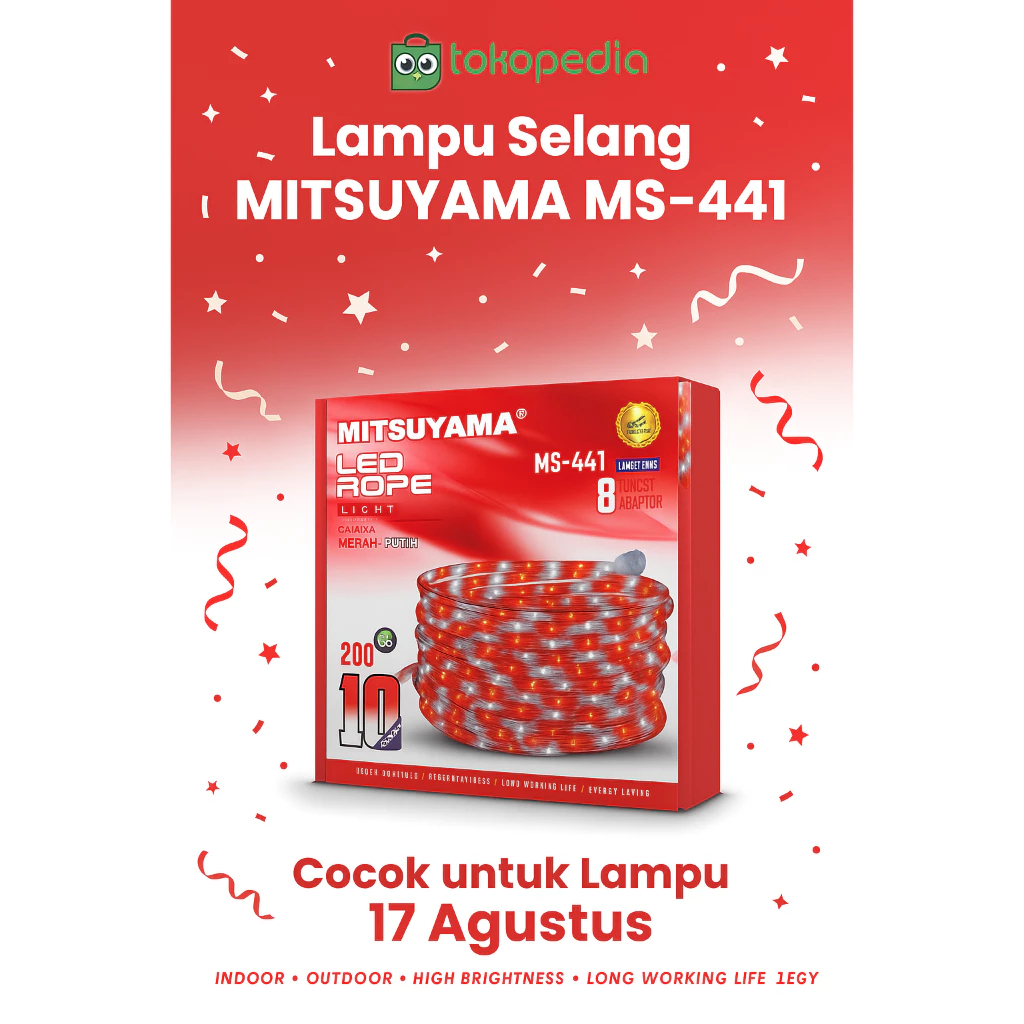 Jual Mitsuyama Lampu LED Rope Hias Cahaya Merah Putih MS-441 / MS 441 ...