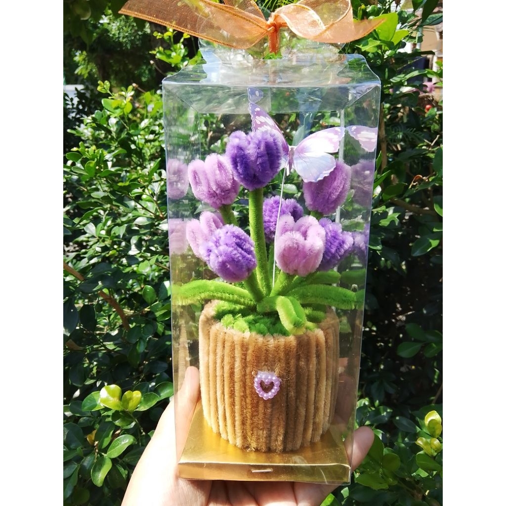 Jual COD MURAH flower pot kawat bulu bunga mini tulip kupu kupu ...