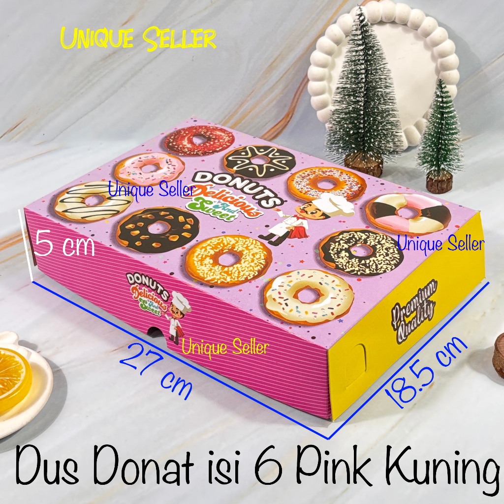 Jual [Isi10] Dus Donat isi 6 Full Motif 27x18.5x5 cm / Dus Kue Roti ...