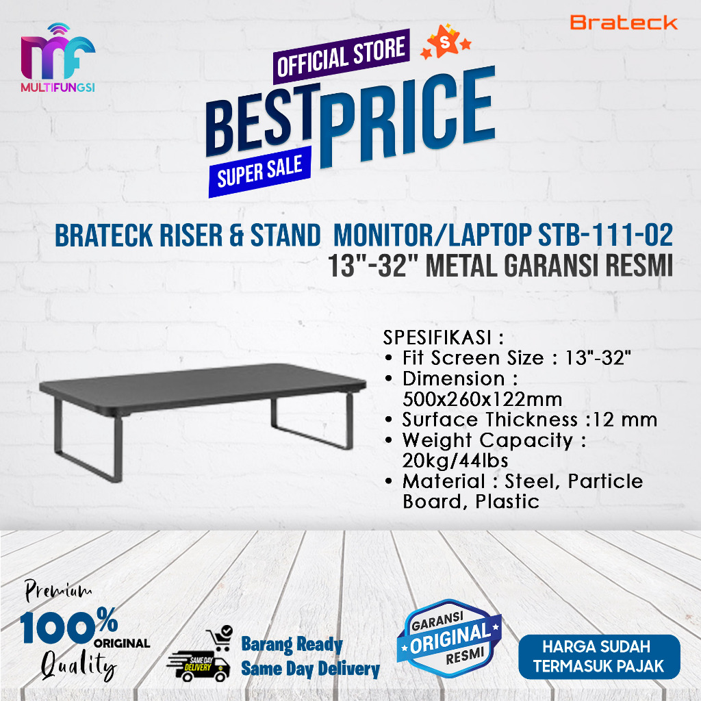 Jual Brateck Riser & Stand Monitor/Laptop STB-111-02 13"-32" Metal ...