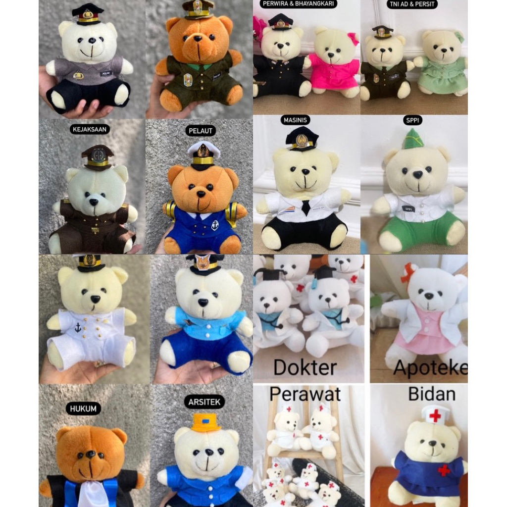 Jual Boneka Profesi (Perwira, TNI AD, SPPI, perawat, bidan, dokter ...