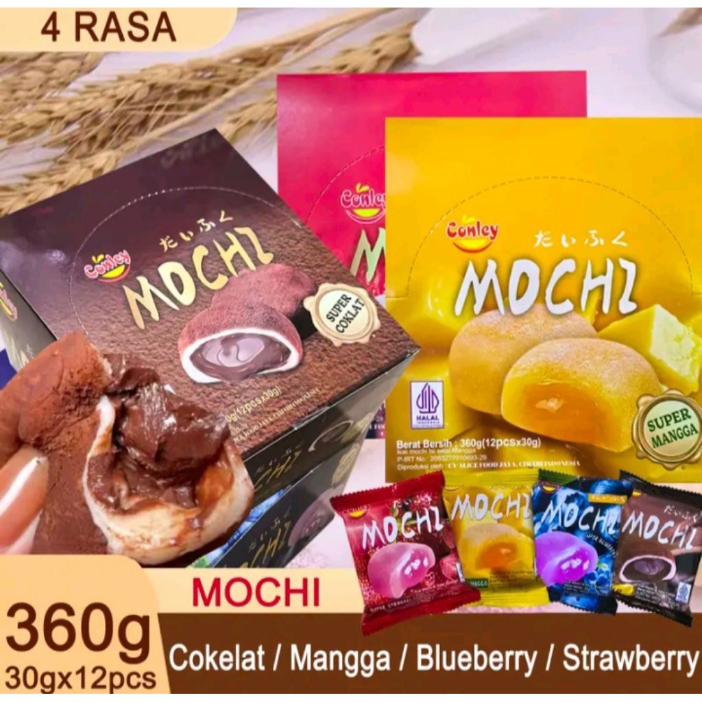 Jual (12 PCS) Mochi Conley Mochi Super isi Selai Stroberi, Coklat ...